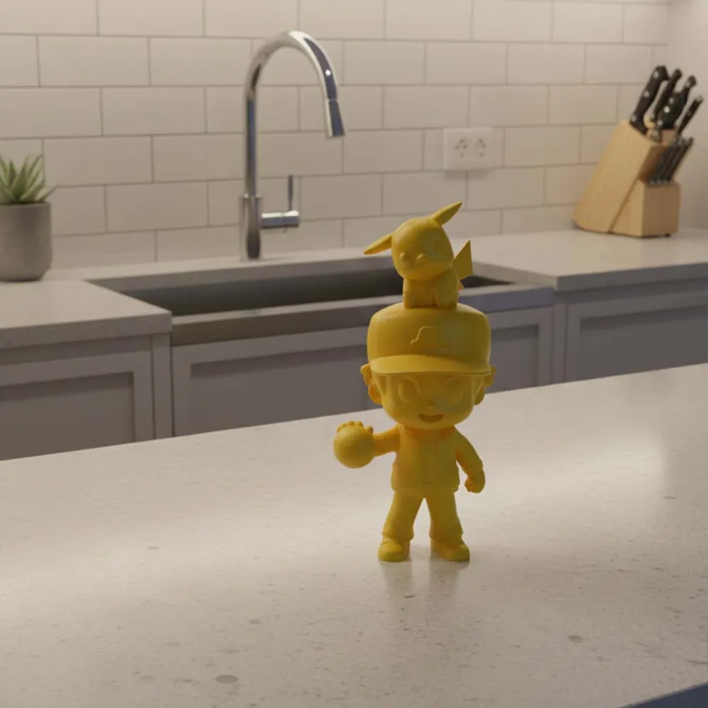 Pikachu and Ash Chibi Style - Free 3D Print Model - MakerWorld