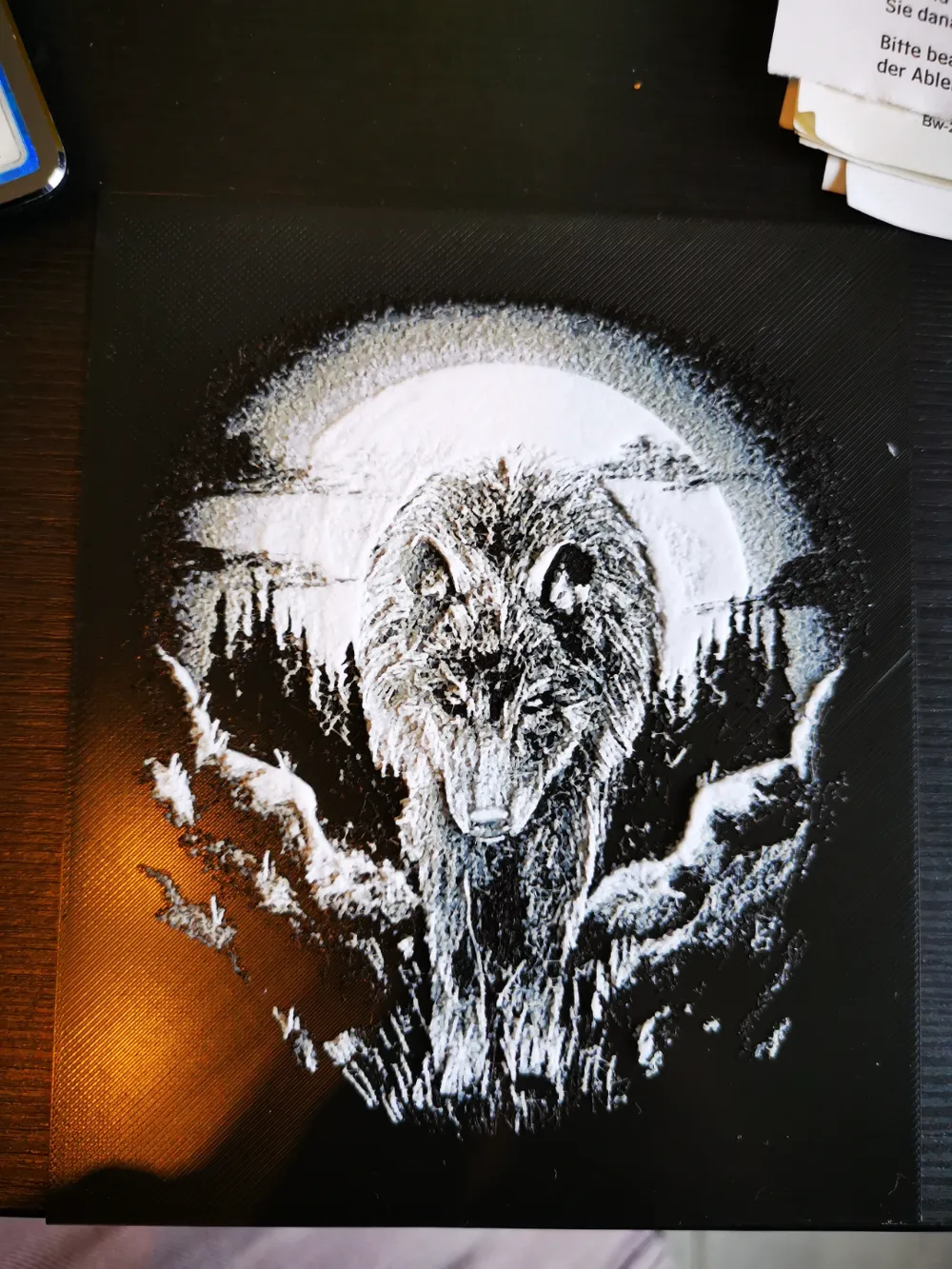 Wolf in the forest in front of fullmoon- Hueforge 3D Art Animal by ...