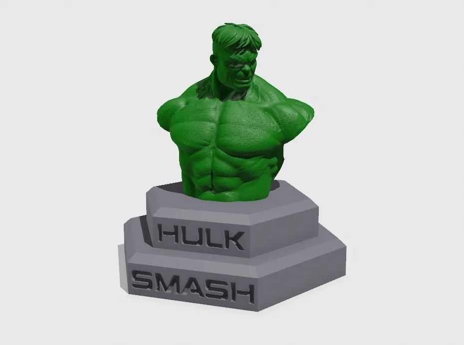 HULK BUST WITH CUSTOM DISPLAY BASE Remixed by Timbopolous - MakerWorld