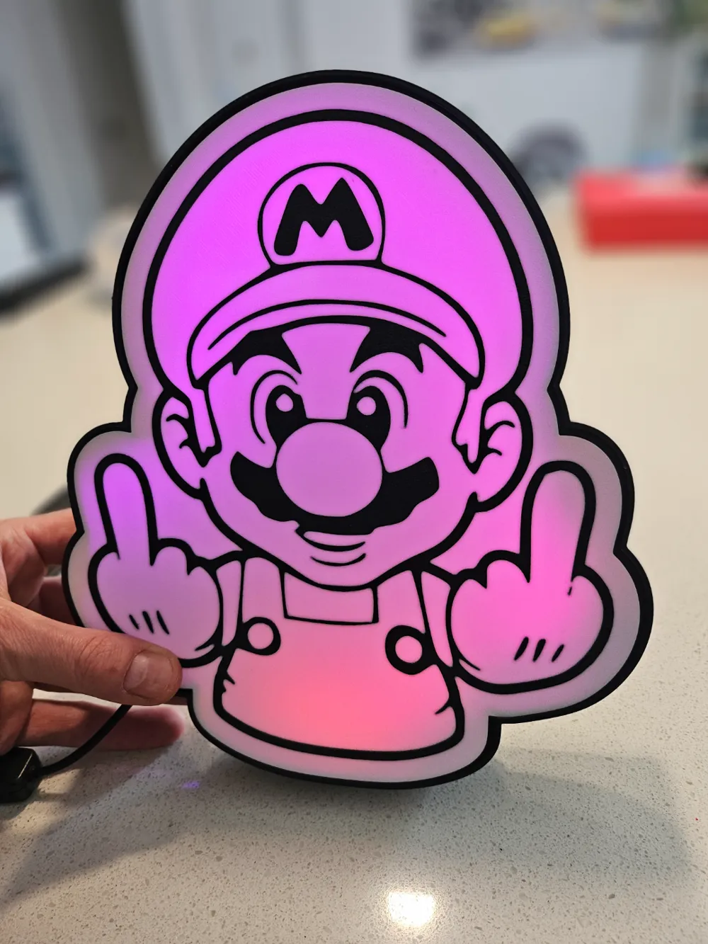 Super Mario LED LAMP middle finger hands by Tommy Gun - MakerWorld
