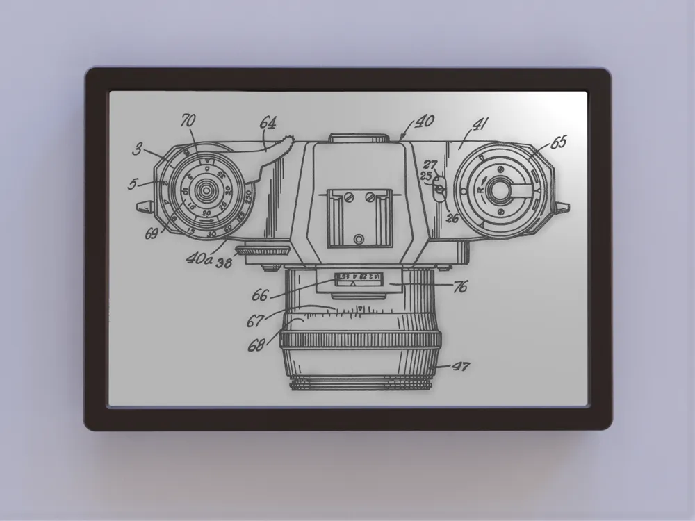 SLR Camera Patent Art - Top by Ken Mills - MakerWorld