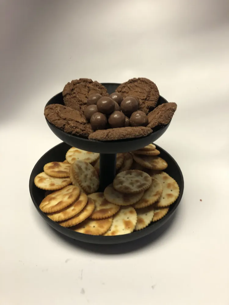 Two tiered cake and snack stand, serving stand by chicken boy ...