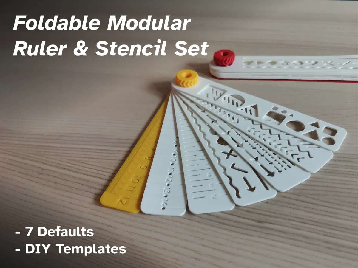 Foldable Modular Ruler & Stencil Set - Free 3D Print Model - MakerWorld