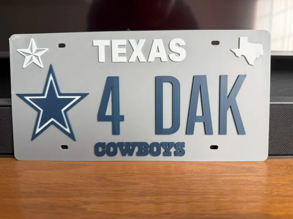 Dallas Cowboys 3D printed fan art license plate - Free 3D Print Model ...