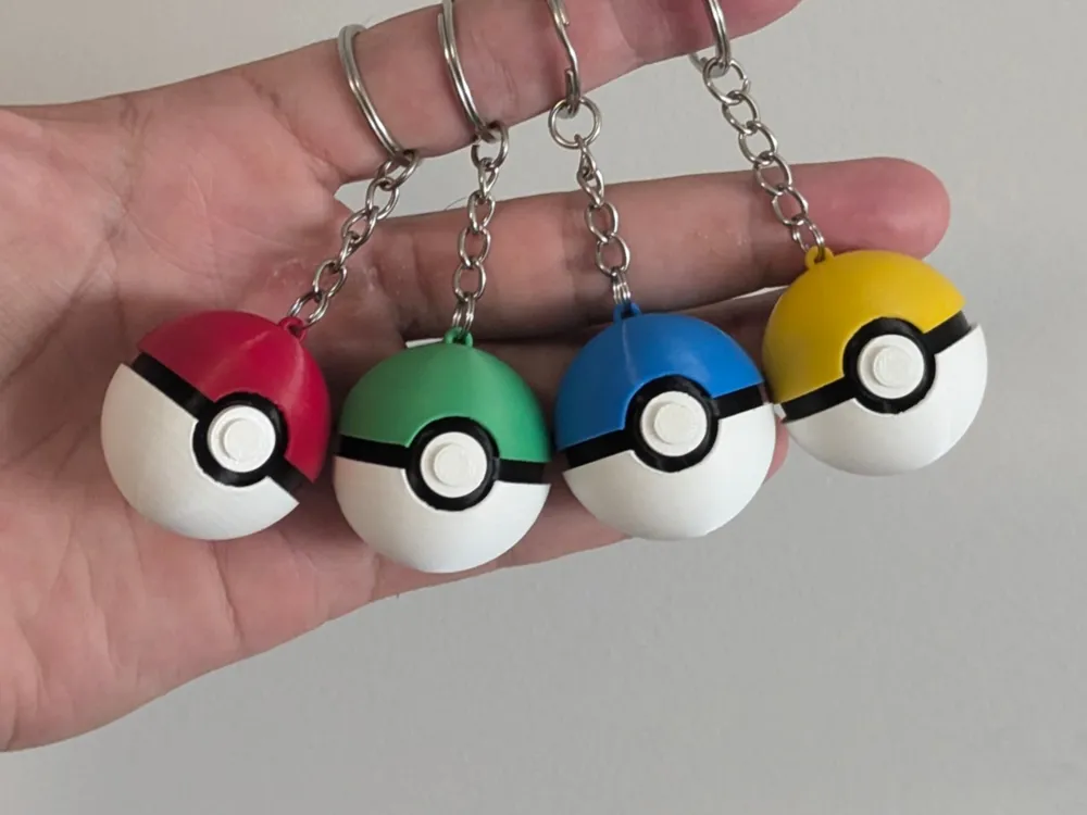 Pokeball Keychain | No AMS needed! - Free 3D Print Model - MakerWorld