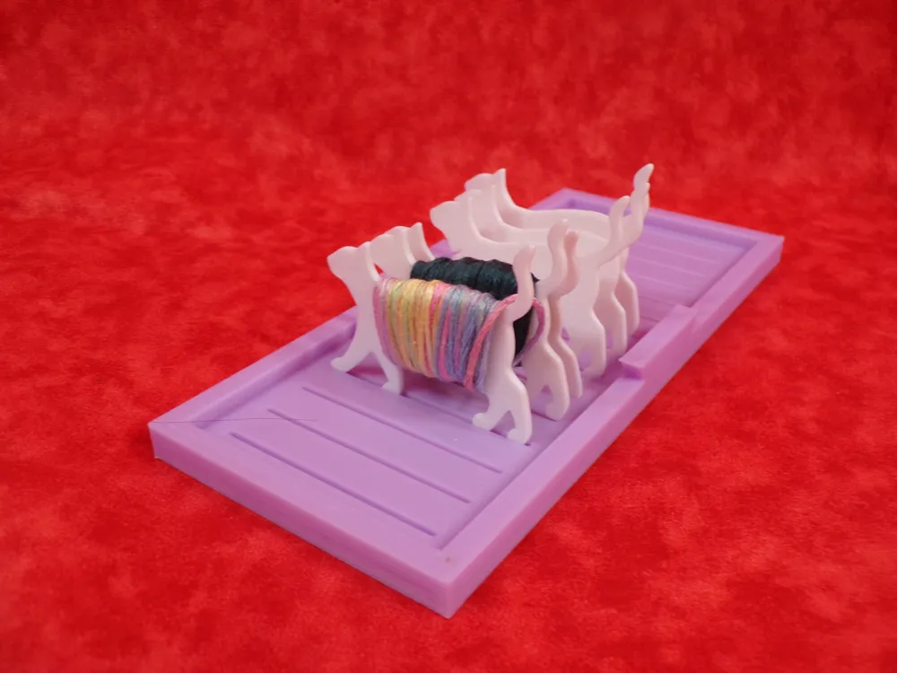 Cat Embroidery Thread Bobbins with Stand and Box - Free 3D Print Model ...