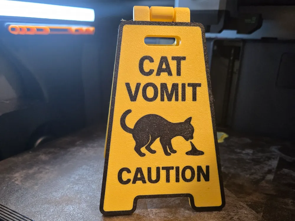 Cat Vomit Warning sign X1C by MakeTheDeal MakerWorld: Download Free 3D ...