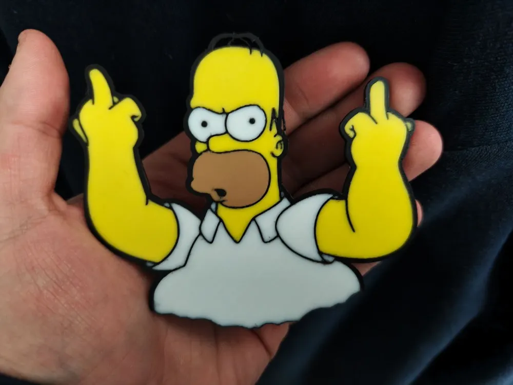 Homer Simpson Middle Finger (4 Colors) Art Funny - Free 3D Print Model ...
