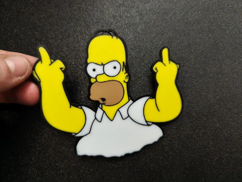 Homer Simpson Middle Finger (4 Colors) Art Funny - Free 3D Print Model ...
