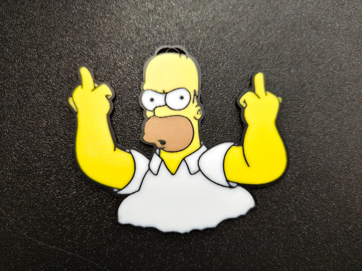 Homer Simpson Middle Finger (4 Colors) Art Funny - Free 3D Print Model ...