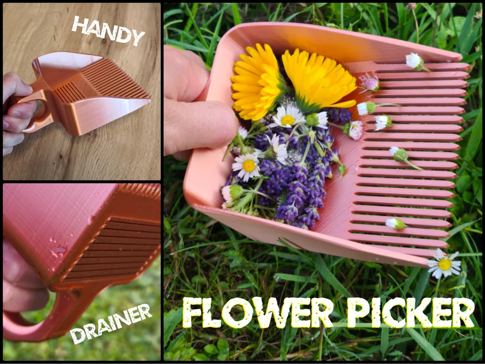 HANDY FLOWER PICKER - WITH DRAINER by 2Bproject MakerWorld: Download ...
