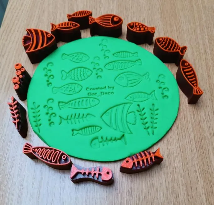 Fish stamps - Free 3D Print Model - MakerWorld