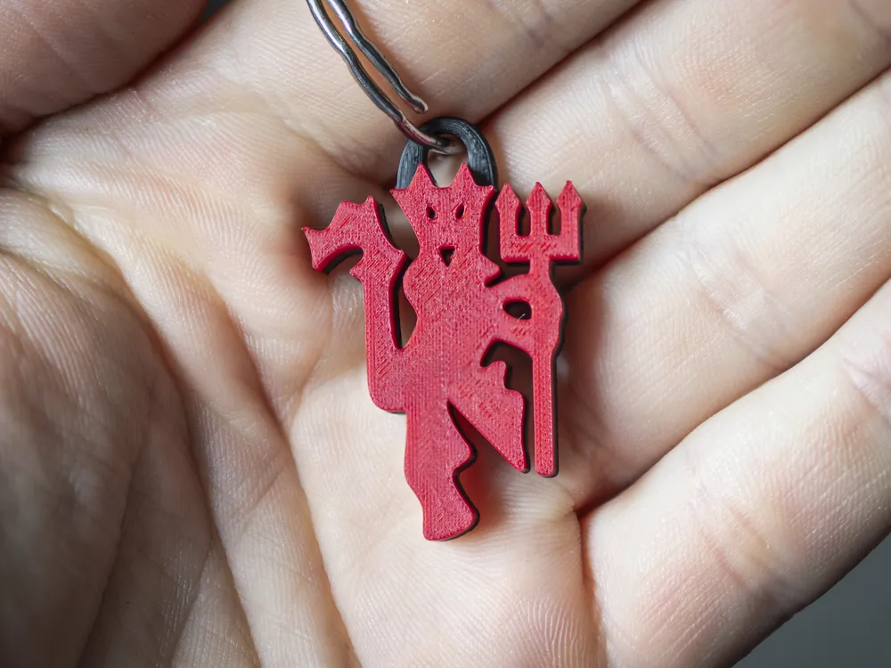 Manchester United Red Devil Logo Keyring - Free 3D Print Model - MakerWorld