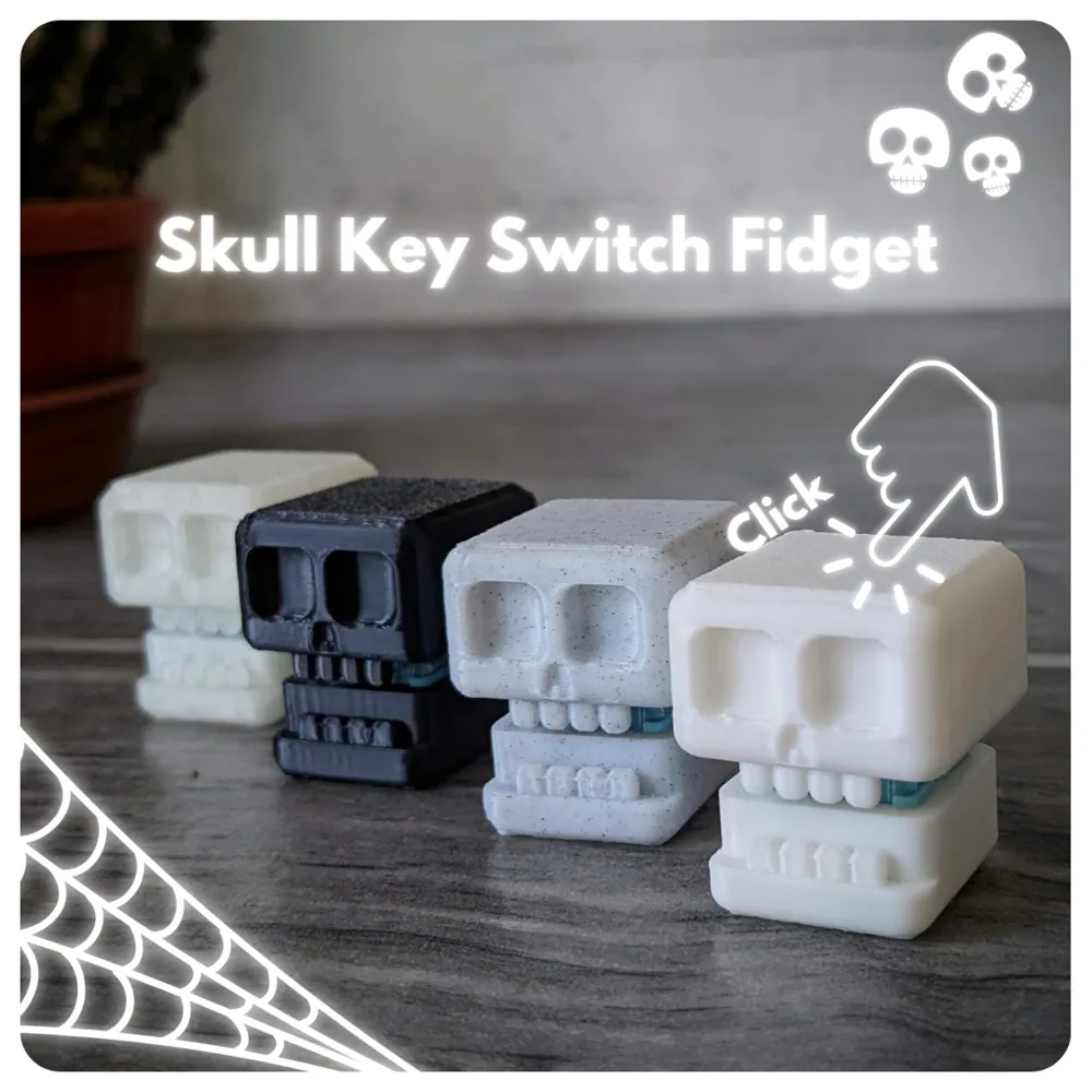 Skull Key Switch Fidget Toy (+Keychain) by decay3d MakerWorld: Download ...