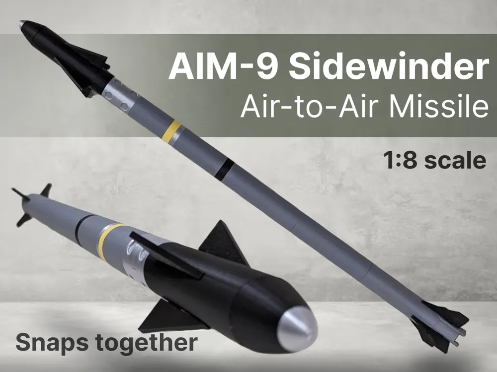 AIM-9X Sidewinder Air-to-Air Missile 1:8, Snap Fit by Rexi Labs MakerWorld: Download Free 3D Models