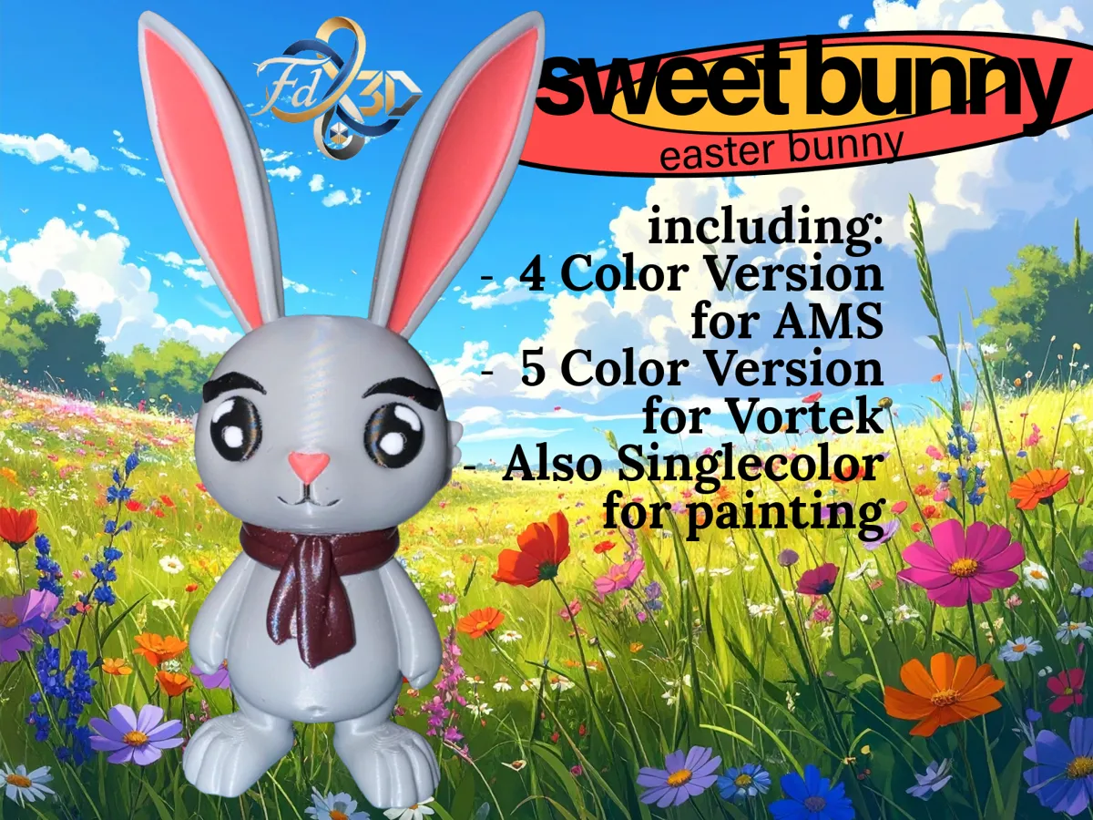 Cute Easter Bunny - Singlecolor, AMS & Vortek - Free 3D Print Model ...