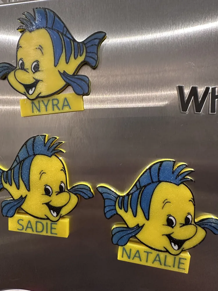 Flounder Custom Name Fridge Magnet by arp_cord88MakerWorld: Download ...