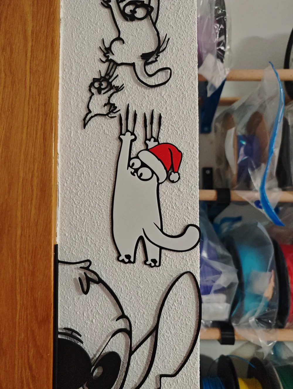 Colorful Christmas Simons Cat Door/Wall Art-NO AMS - Free 3D Print ...