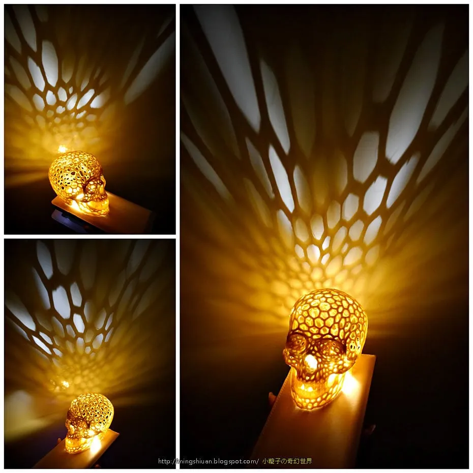 Skull lamps - Voronoi Style Remixed by mingshiuan99 - MakerWorld