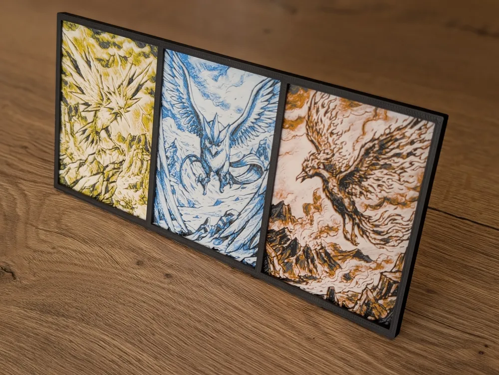 Legendary Birds Pokemon Hueforge & Frame - Free 3D Print Model - MakerWorld