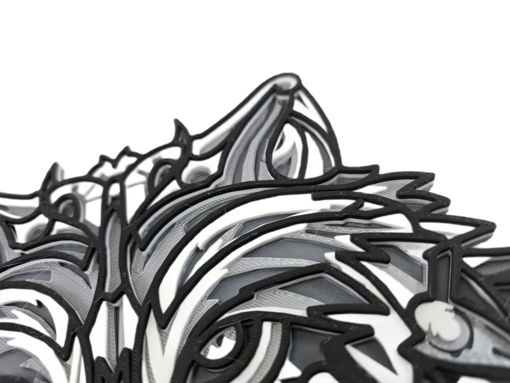 Mechanic Wolf Mandala 3D Layer Wall Art by Expert Druku 3D - MakerWorld