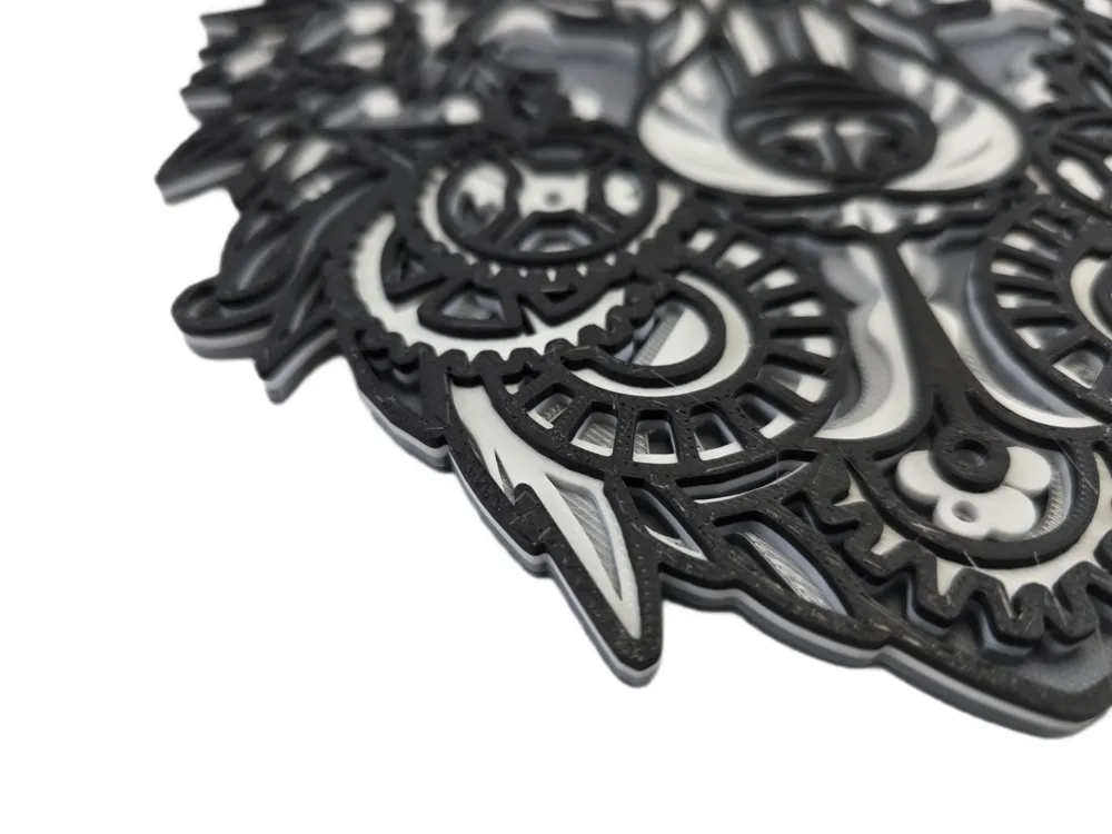 Mechanic Wolf Mandala 3D Layer Wall Art by Expert Druku 3D - MakerWorld