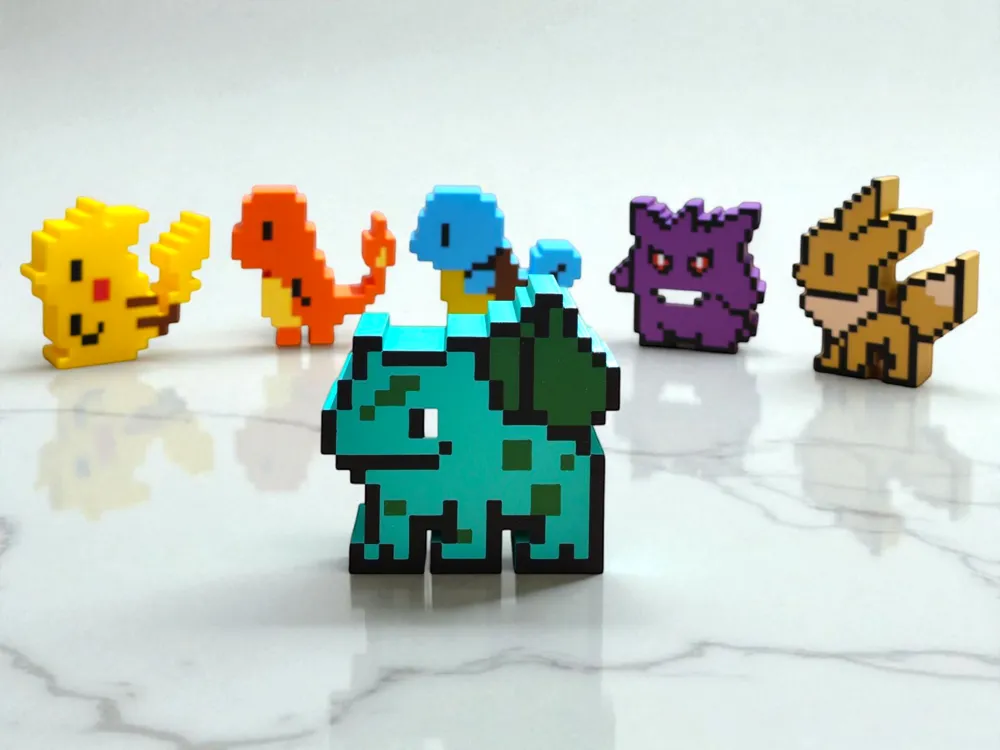 Pokemon 8-Bit Bulbasaur - Free 3D Print Model - MakerWorld