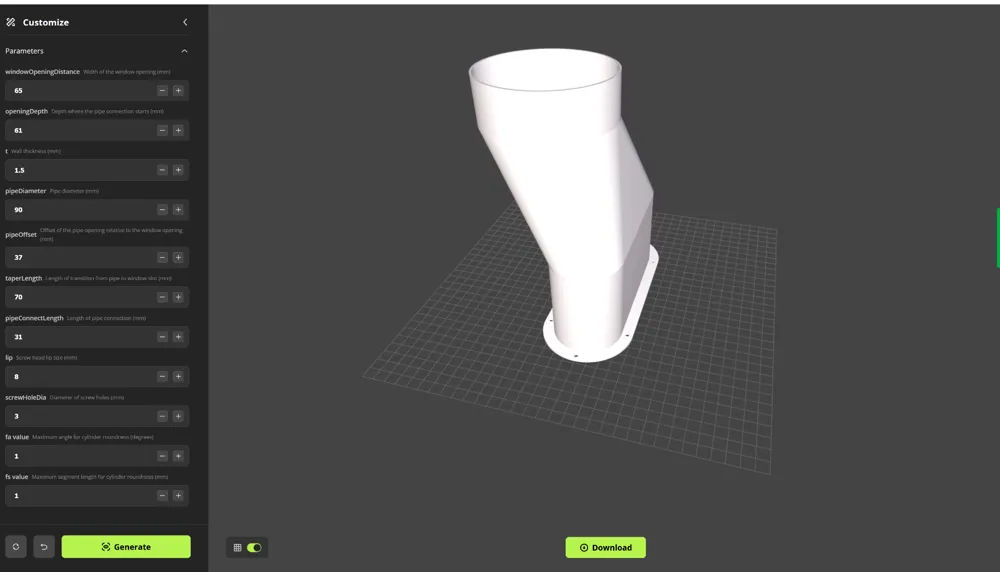Customizable Air Vent Adapter/Window Coupler_V1.1 by ilmanuMakerWorld ...
