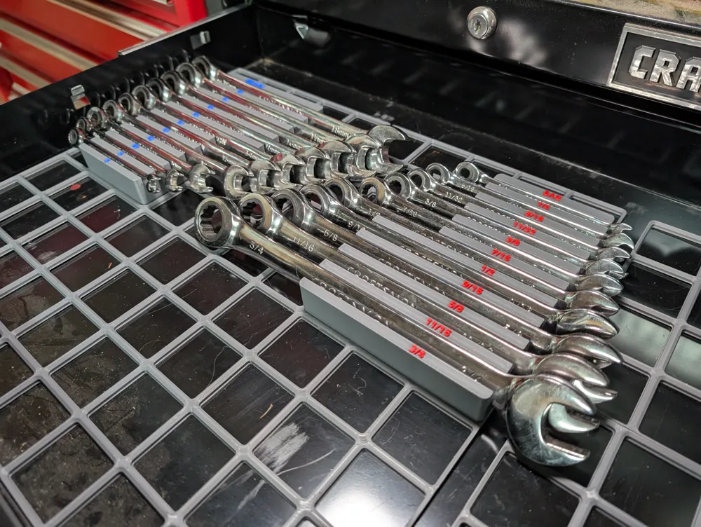 Gridfinity Craftsman SAE Ratcheting Wrench Tray - Free 3D Print Model ...