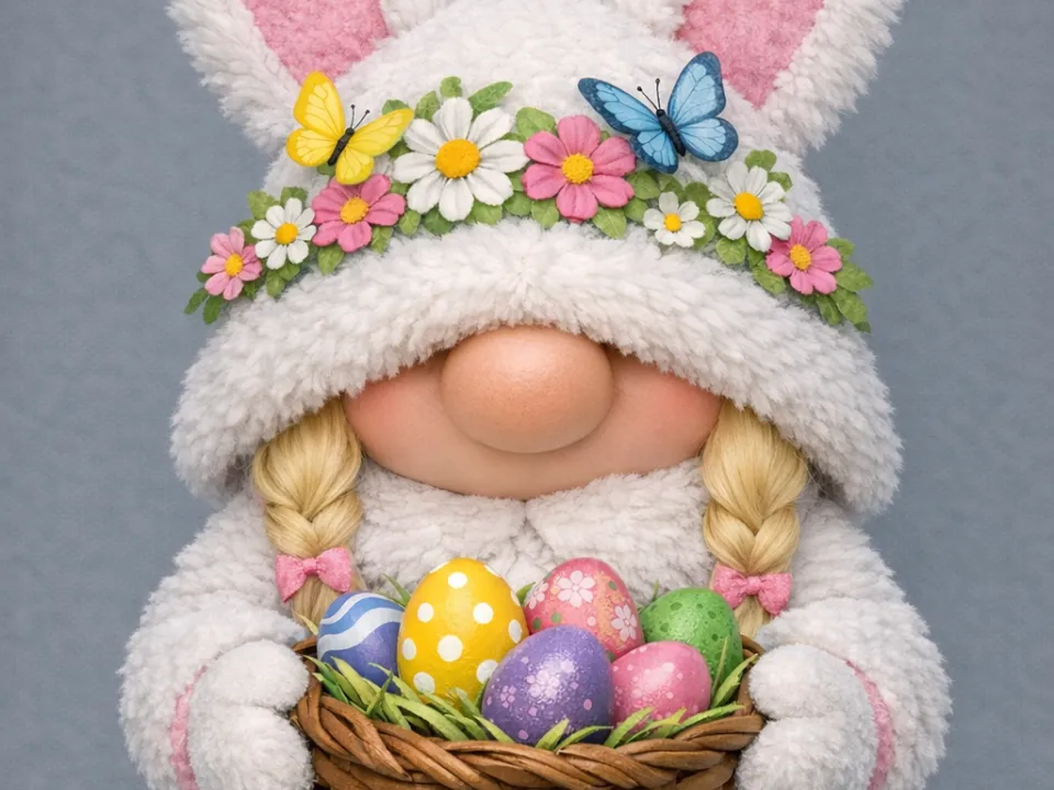 Gnome lady in Easter bunny costume - Free 3D Print Model - MakerWorld
