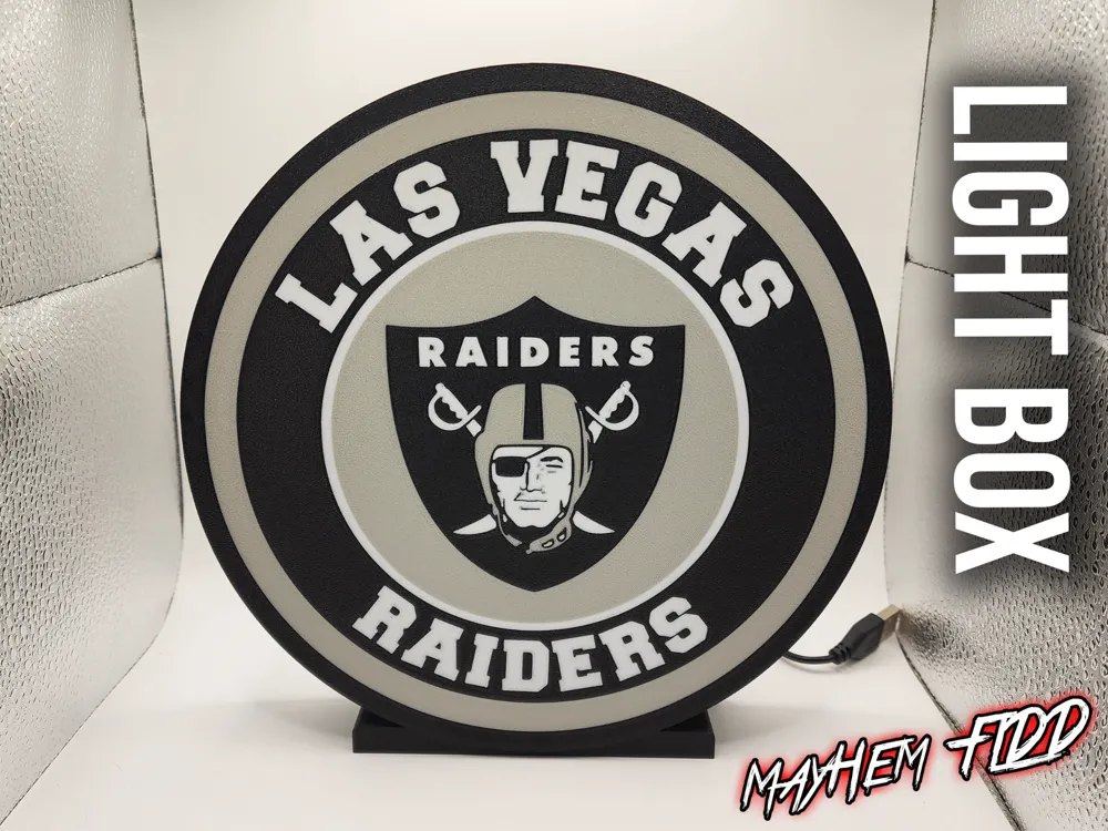 Las Vegas Raiders - Light Box (Round) - Free 3D Print Model - MakerWorld