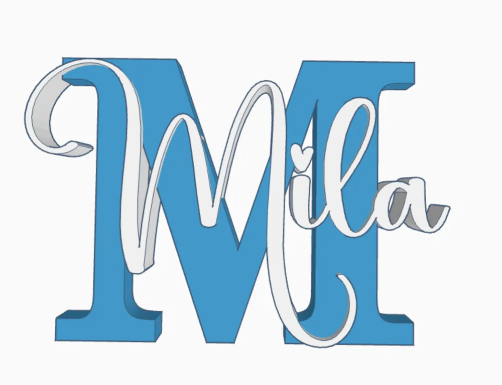 MILA name ornament initial nameplate by meetoo333 MakerWorld: Download ...