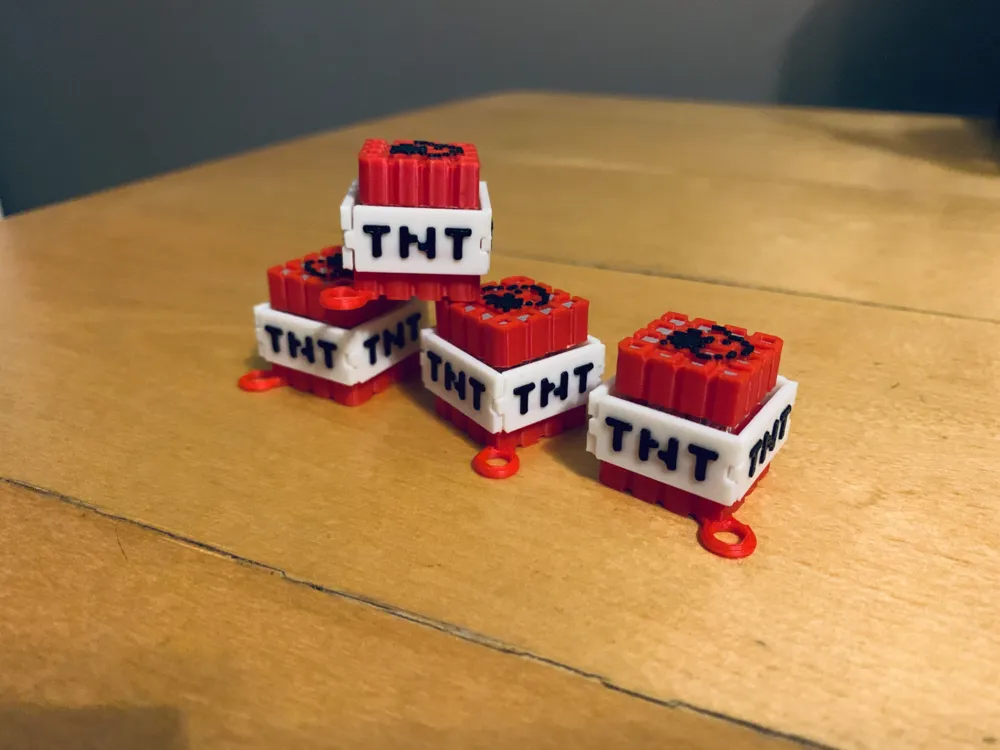 Minecraft TNT clicky fidget keychain - Free 3D Print Model - MakerWorld