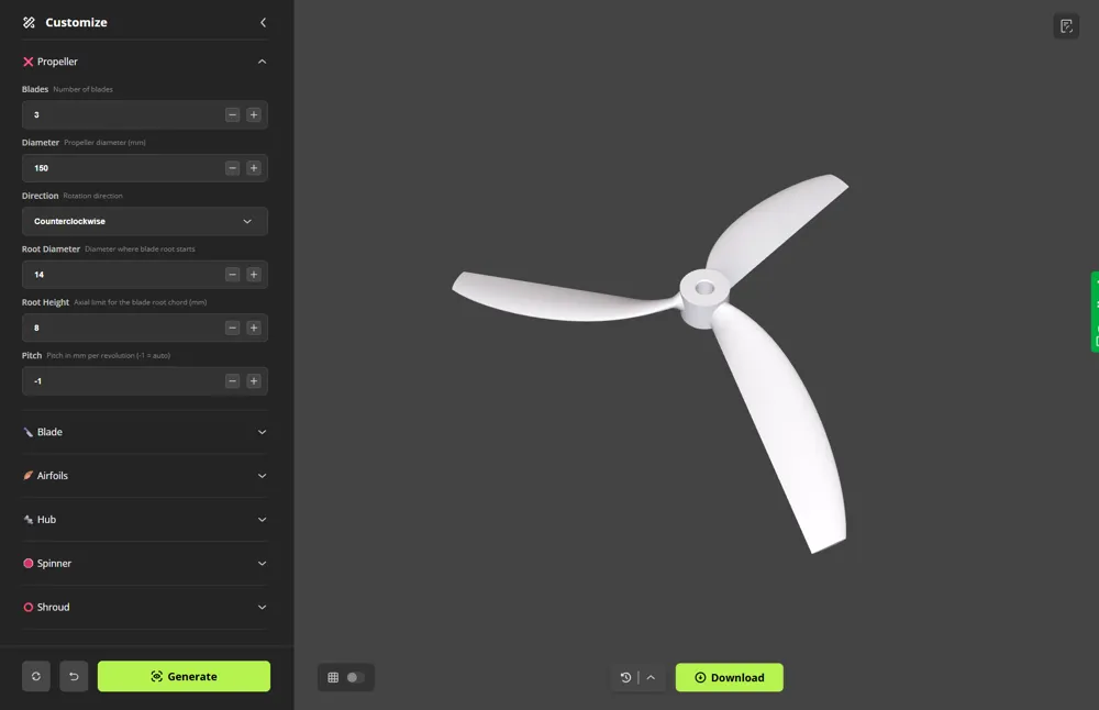 Propeller Generator - Parametric Elliptical Blades by Koolm MakerWorld ...