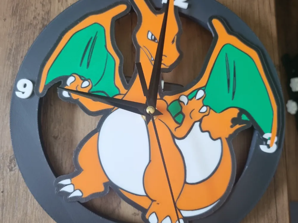 Charizard Clock - Free 3D Print Model - MakerWorld