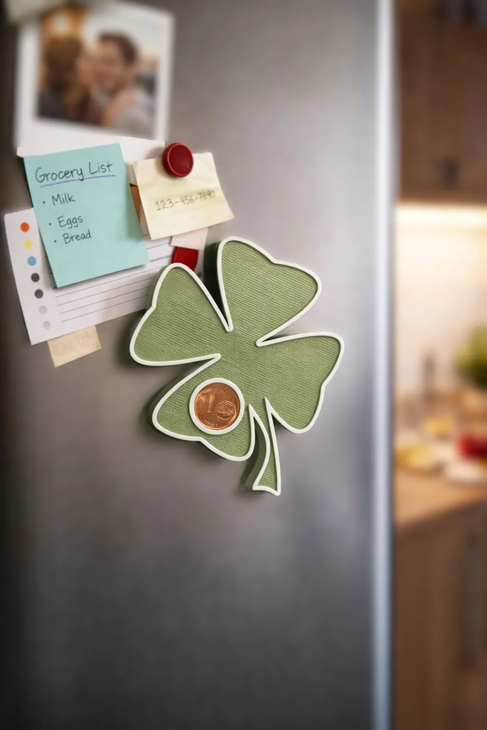 Cloverleaf - Lucky Charm with Magnet and 1 Cent - Free 3D Print Model ...