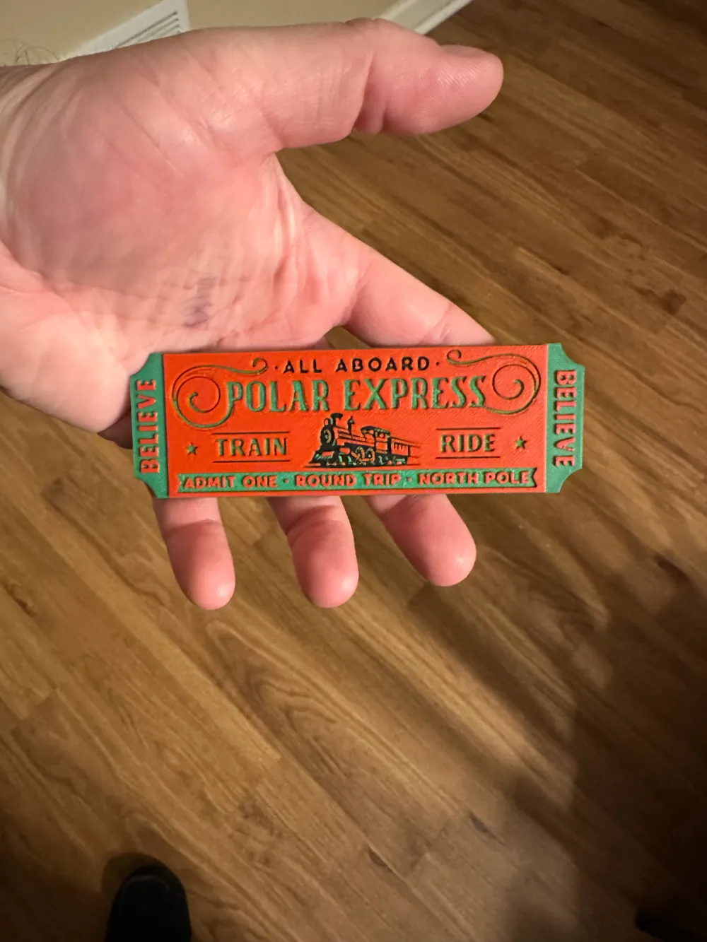 52 Minutes! Golden Polar Express Ticket Bookmark - Free 3D Print Model ...