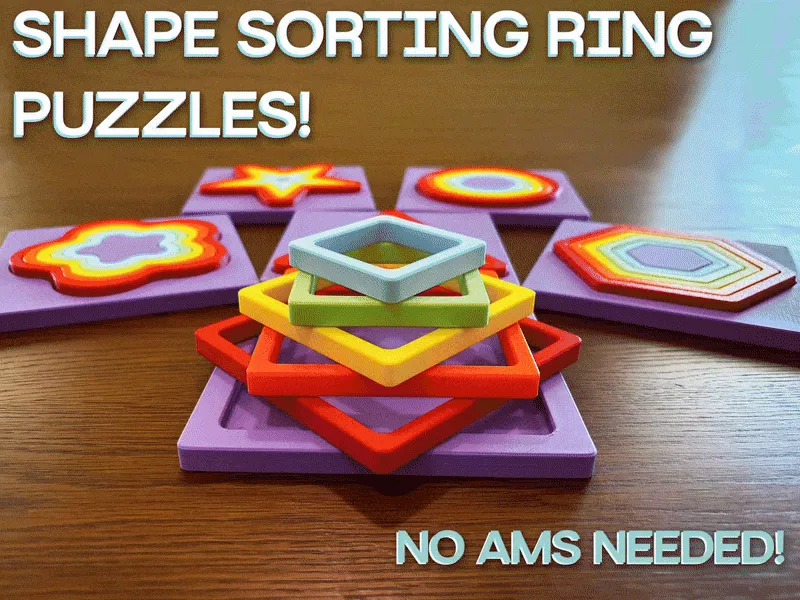 Shape Sorting Ring Puzzles! | Children's Toy - Free 3D Print Model ...