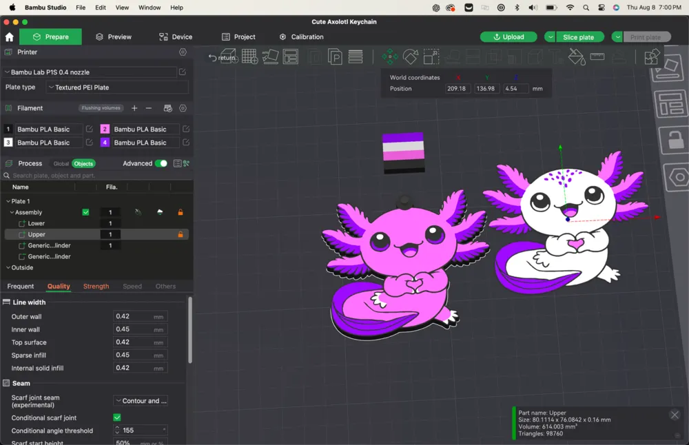 Cute Axolotl Keychain by Craft3D Studio - MakerWorld