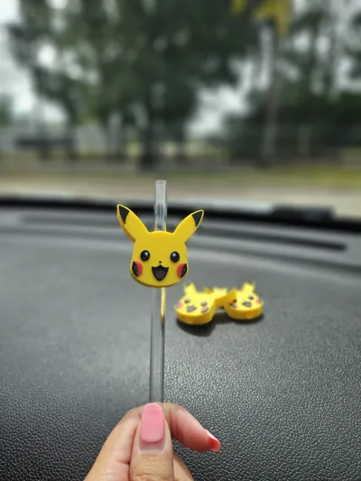Pikachu Face straw topper by 3dprints21 MakerWorld: Download Free 3D Models
