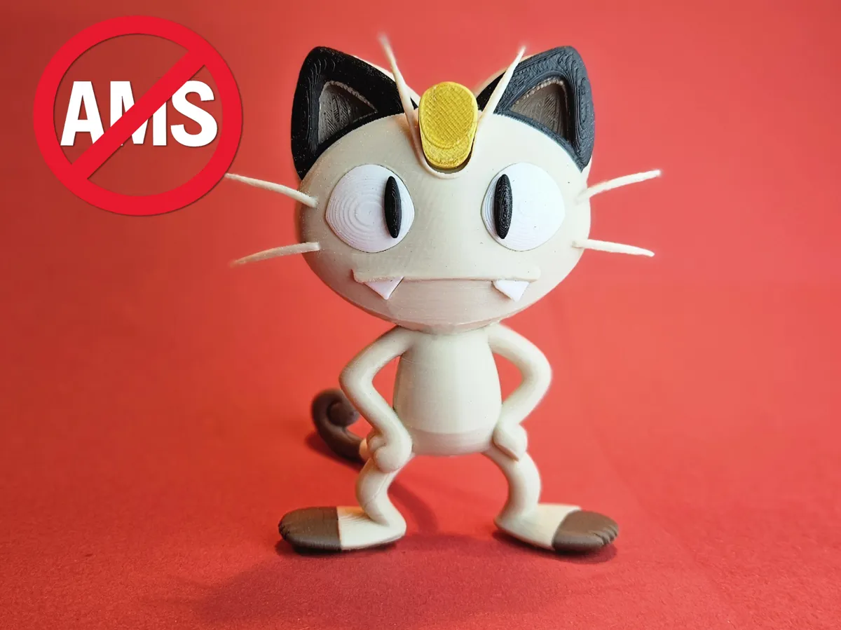Meowth (Pokémon) Figure - AMS Multicolor + NO AMS - Free 3D Print Model ...