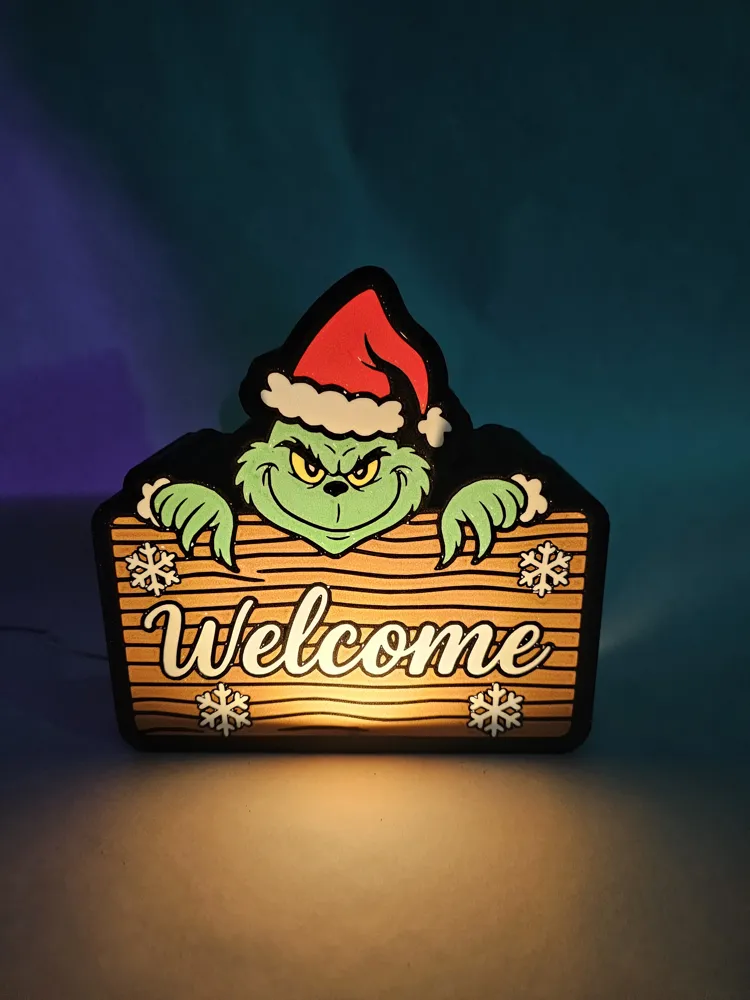 Grinch "Welcome" Sign – Christmas Lamp / Decoration by 3D Werkstatt.ch ...