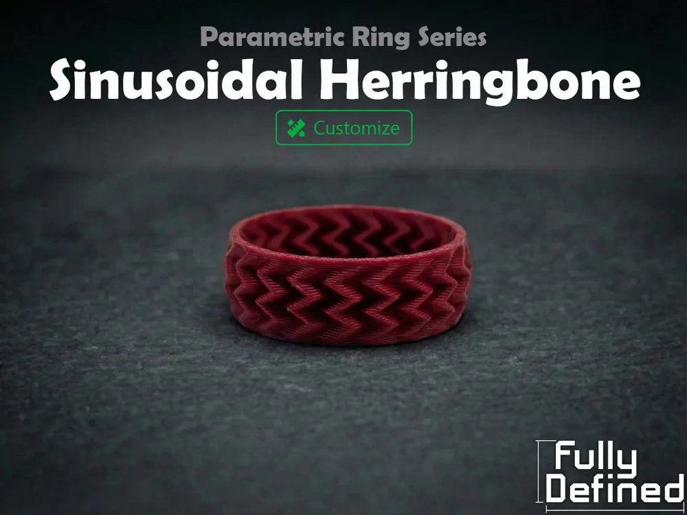 Sinusoidal Herringbone ~ Parametric Ring Series - Free 3D Print Model ...