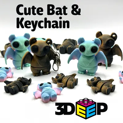 Flexible Cute Bat & Keychain - Print in Place by 3DeepDesigns ...