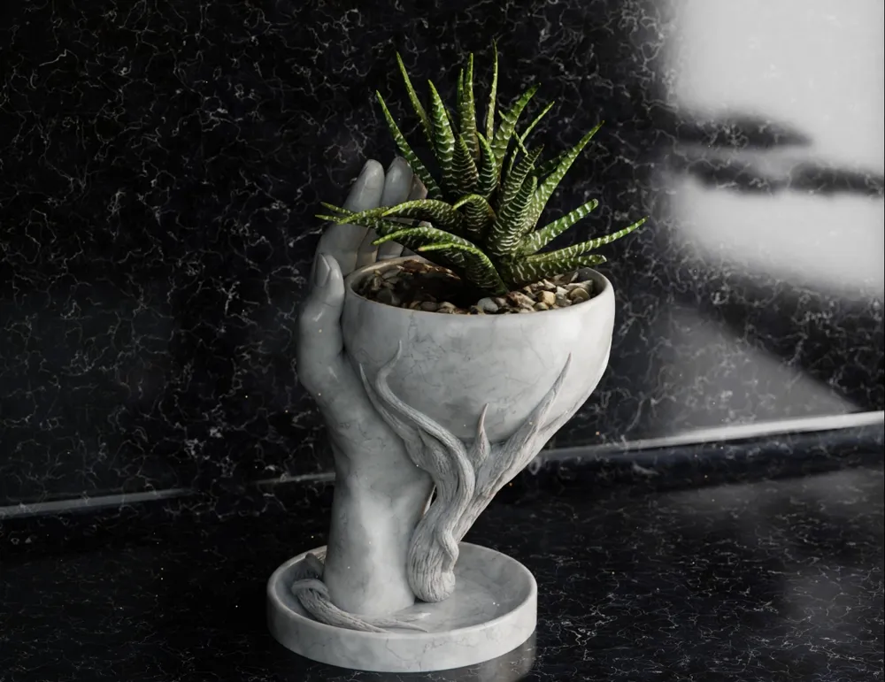 One hand flower pot by uni3Dworld - MakerWorld