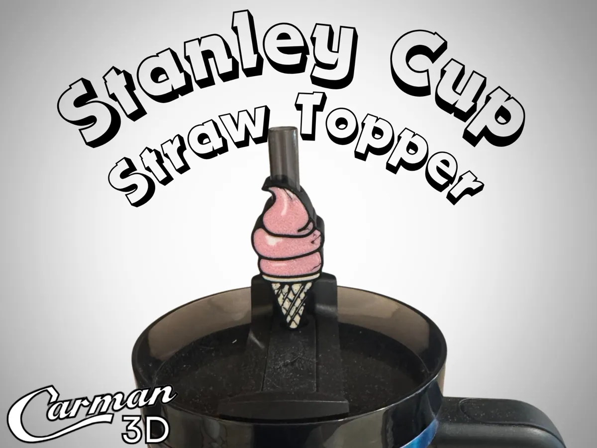 Ice Cream Cone Stanley Cup Straw Topper by Carman3D MakerWorld ...
