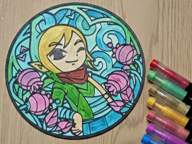 Zelda Link Mandala Coloring Craft Creative DIY - Free 3D Print Model ...