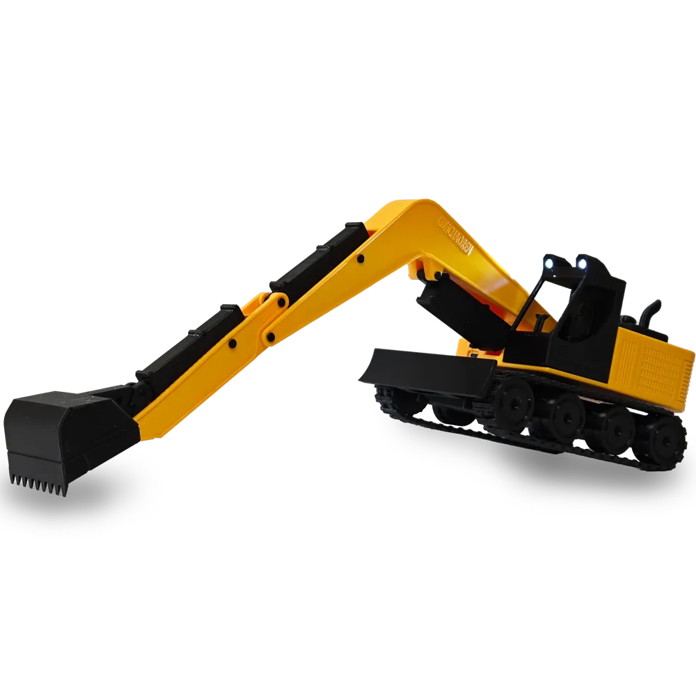 Escavatore, pinza per tronchi e carrello elevatore telecomandati tre in ...