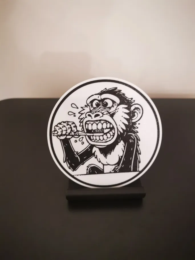 Monkey brushing teeth coaster by netfire - MakerWorld