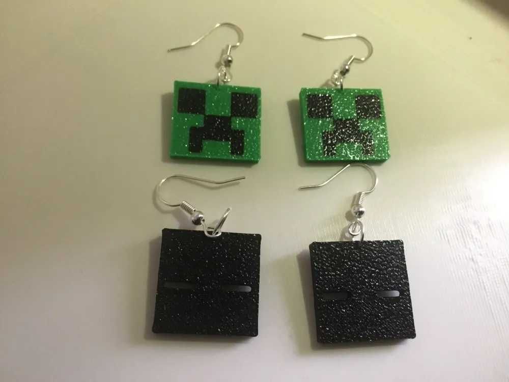 Minecraft Earrings set of two Creeper and Enderman by ...